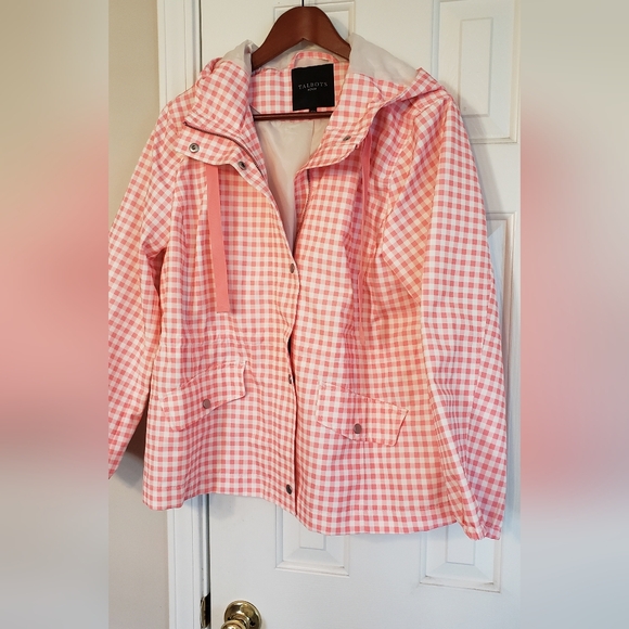 Talbots | Jackets & Coats | Talbots Pink Gingham Hooded Raincoat | Poshmark